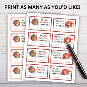 What's Your Ugly Sweater Name, Printable Christmas Party Game for Kids ...