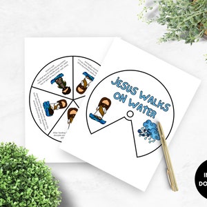 Jesus Walks on Water, Miracles of Jesus, Printable Bible Coloring Wheel ...