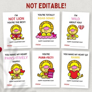 Lion Valentine, Printable Classroom Valentines, Student Gift Tags, Kids ...