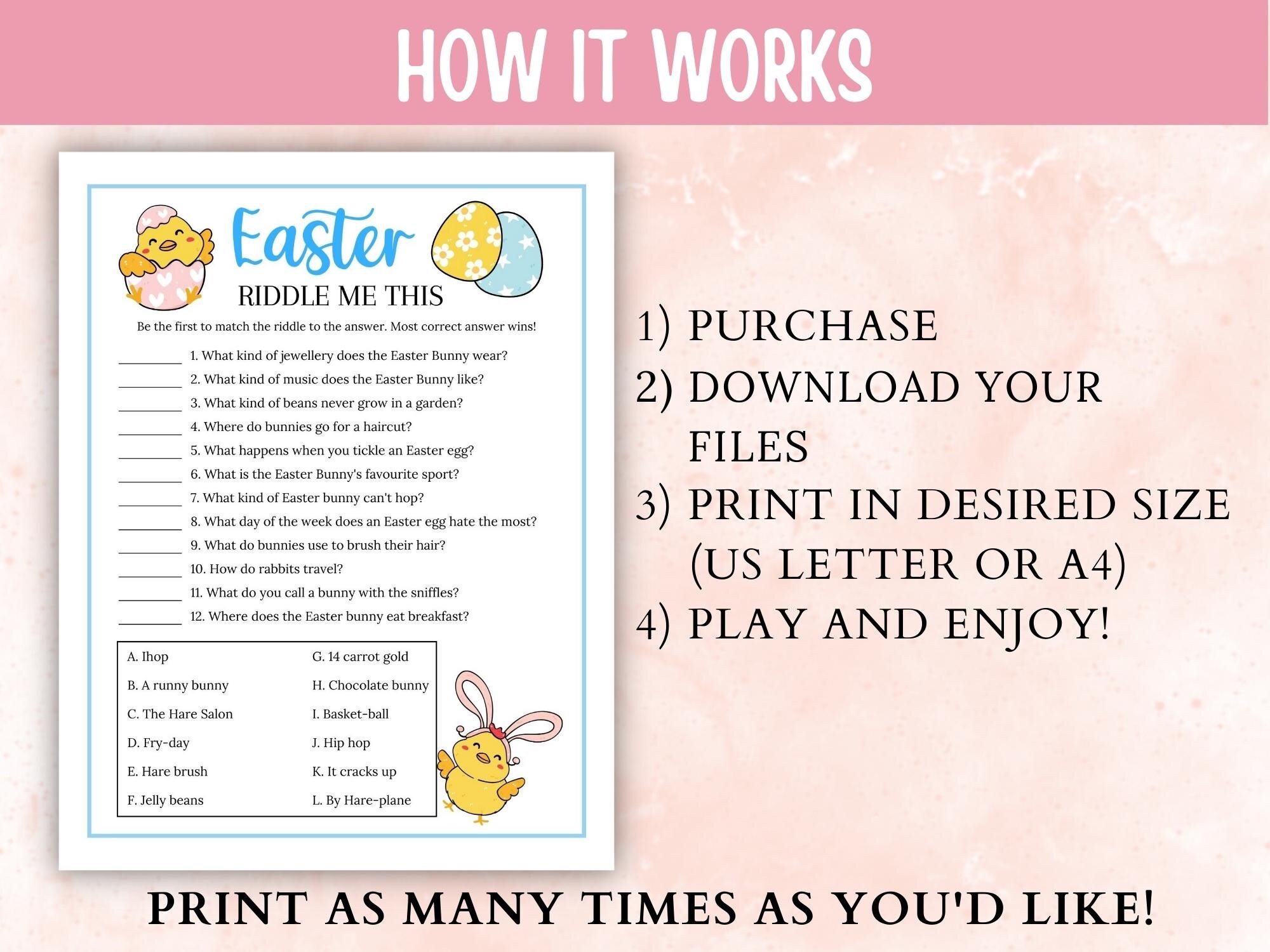 Easter Riddles, Kids Riddle Game, Printable Easter Game, Easter Games ...