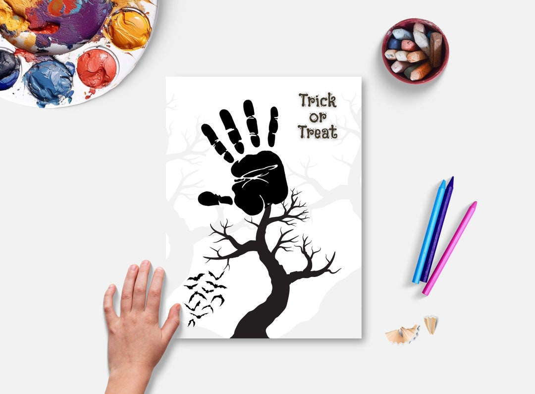 Halloween Handprint Art, Printable Baby Handprint Craft, Toddler ...