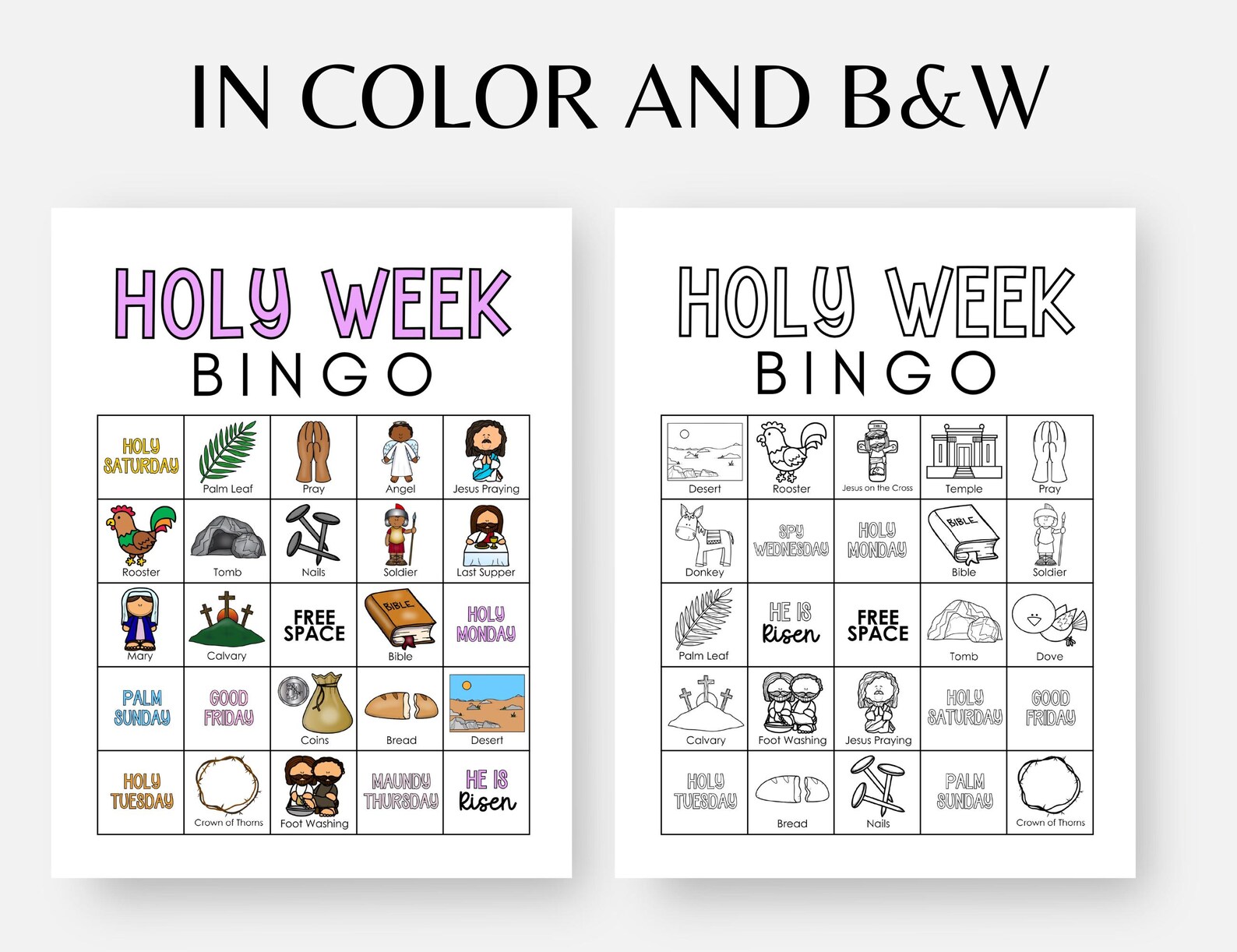 Holy Week Bingo, Printable Lent Bingo Cards, Religious Easter Game ...