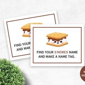 What's Your S'mores Name, S'mores Party, S'more Name Sign & Name Tags ...
