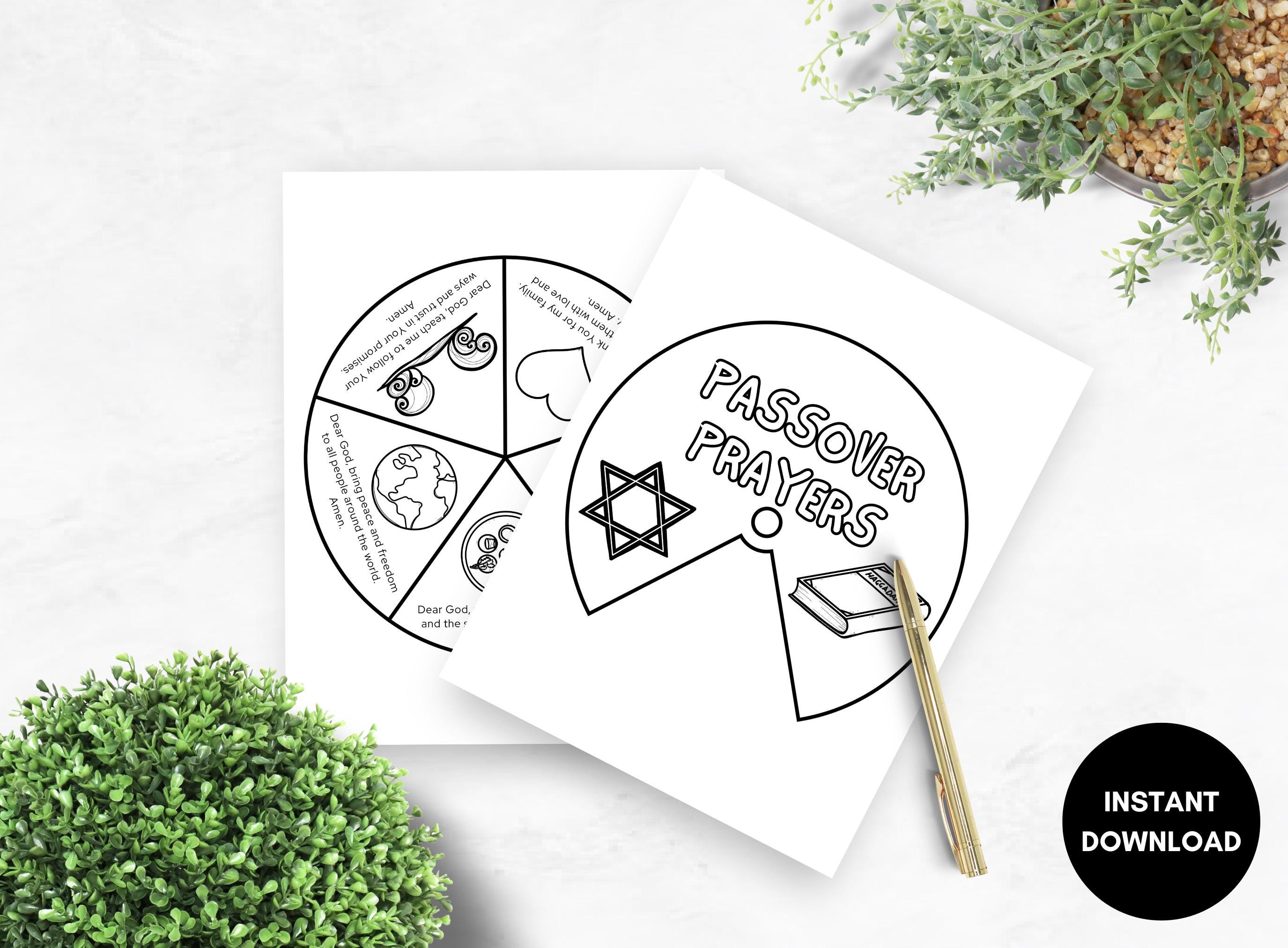 Passover Prayers, Printable Bible Coloring Wheel, Jewish Holiday Craft ...