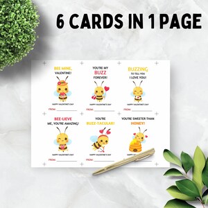 Bee Valentine, Printable Classroom Valentines, Student Gift Tags, Kids ...