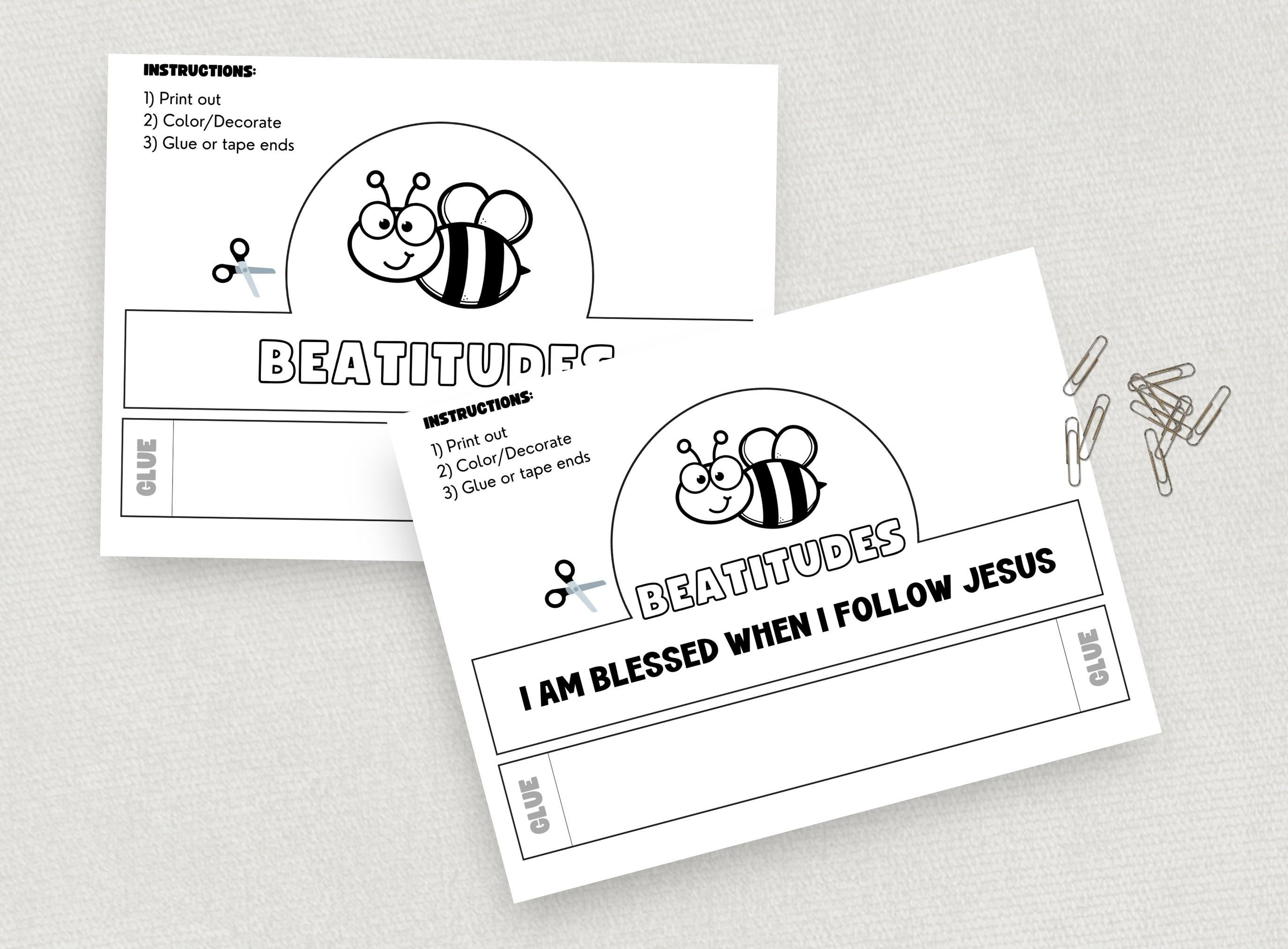 Beatitudes Craft for Kids, Printable Bible Faith Crown, Sermon on the ...