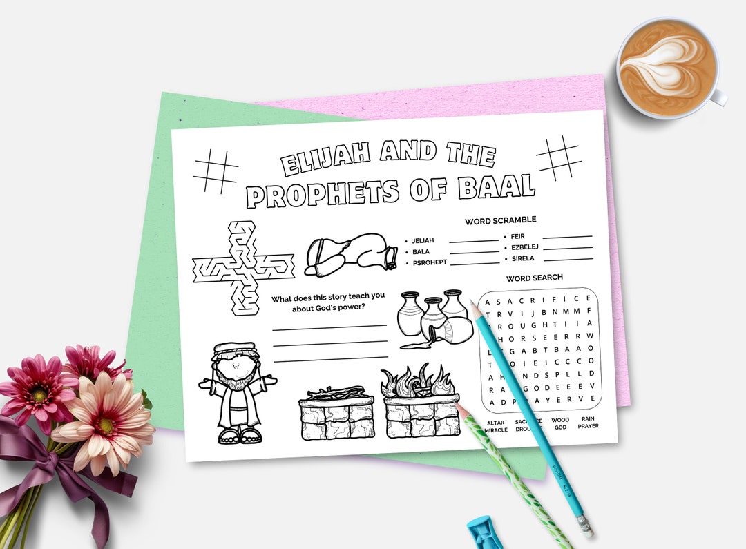 Elijah and the Prophets of Baal, Printable Bible Activity Placemat ...