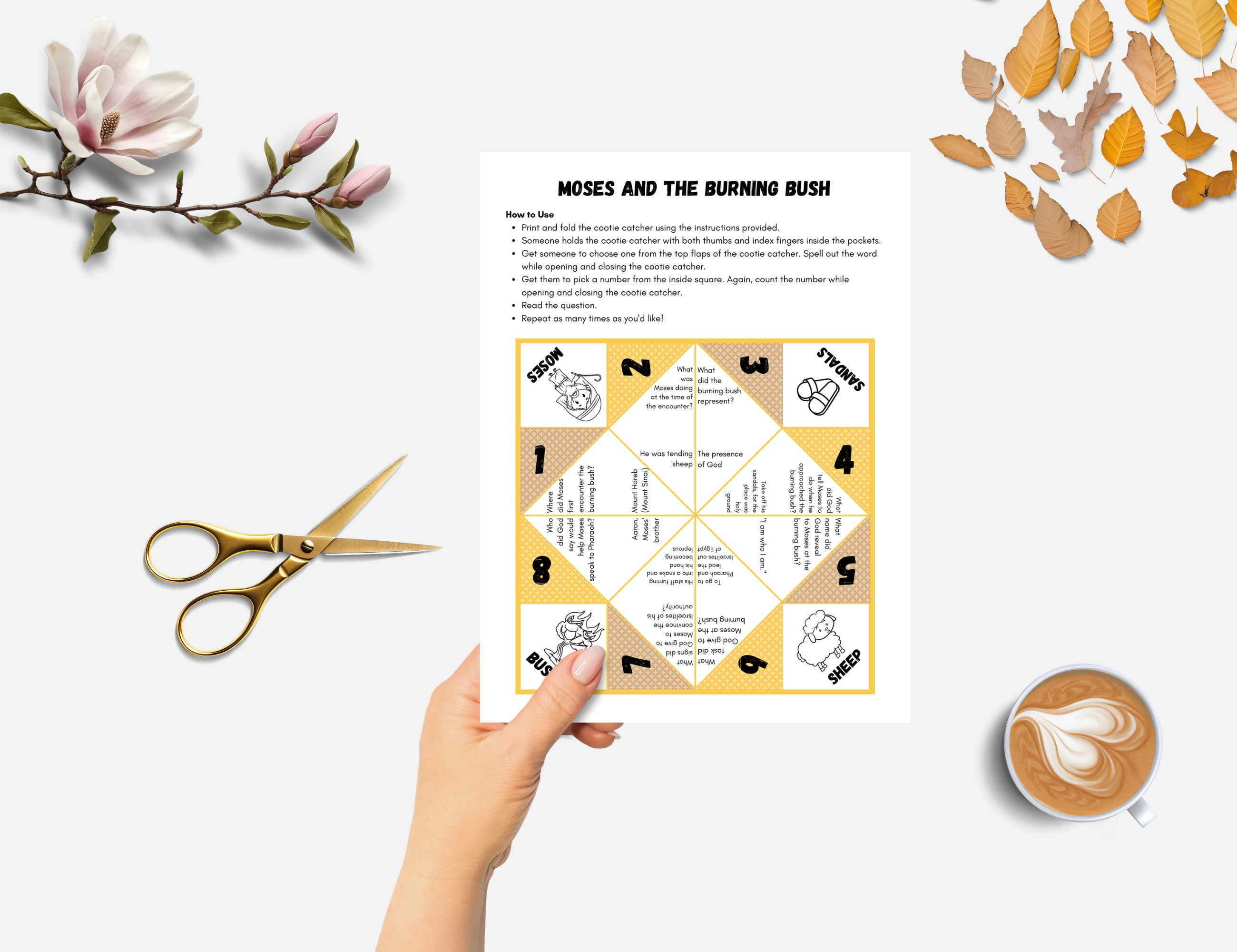 Moses and the Burning Bush, Printable Cootie Catcher, Sunday School ...