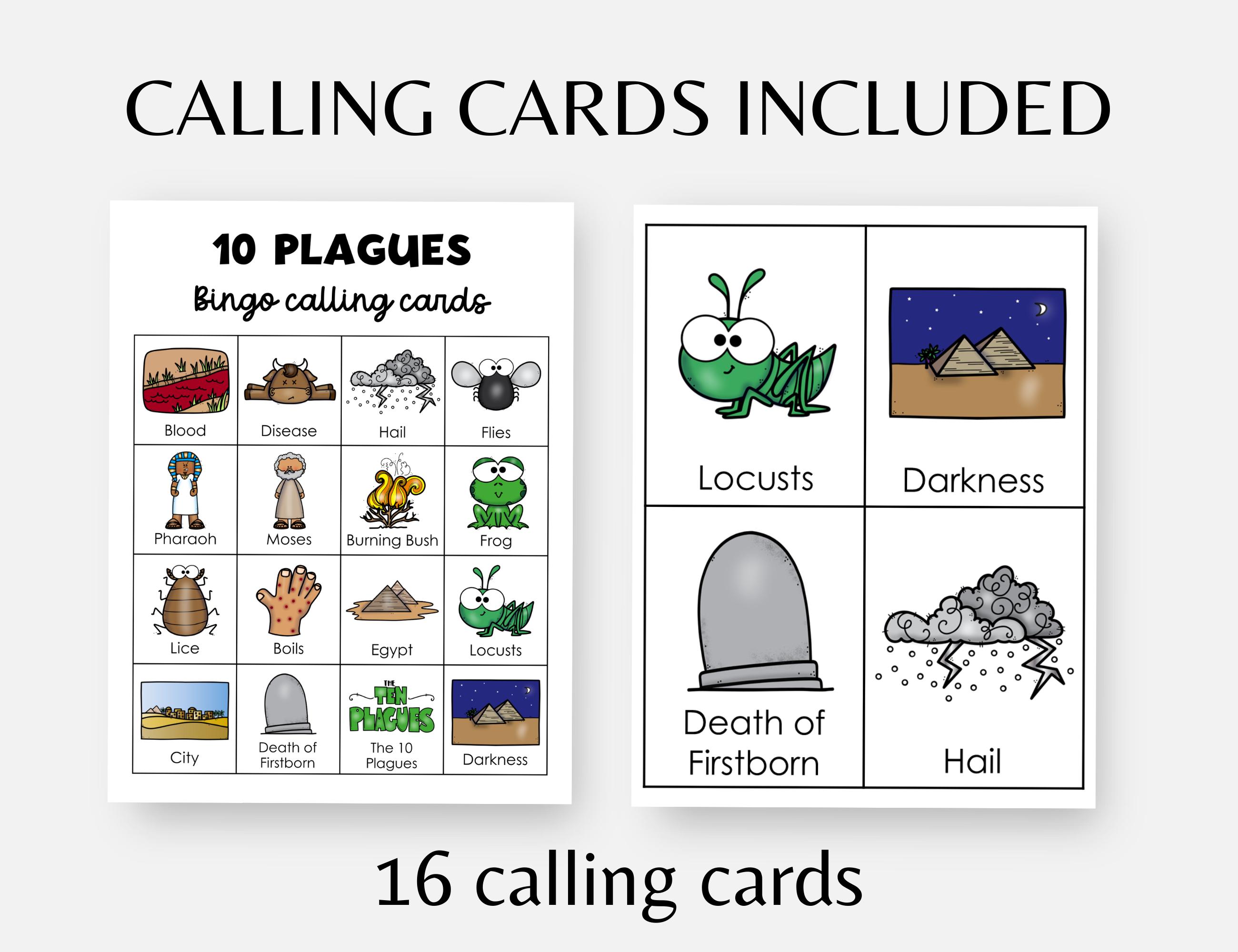 The Ten Plagues of Egypt, Moses Bible Story Bingo Cards, Printable ...