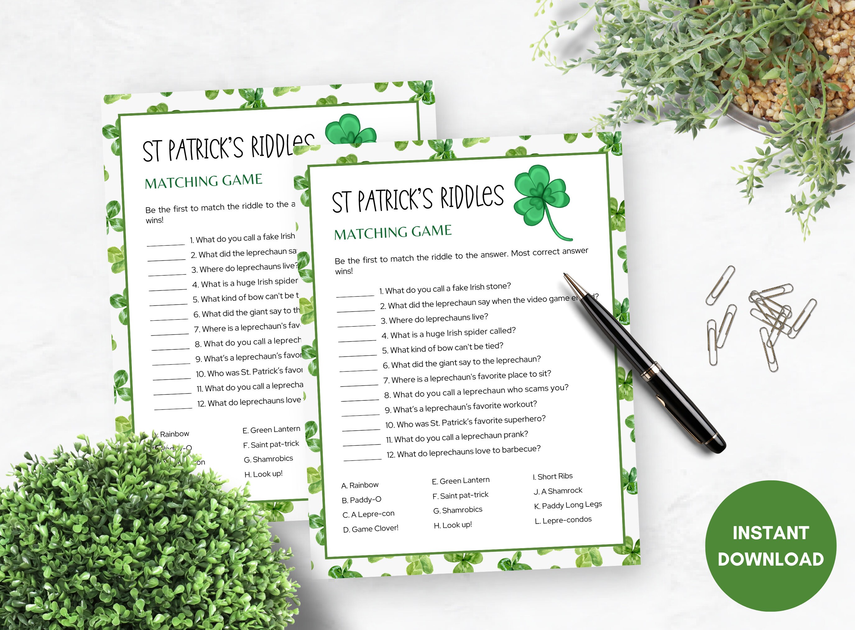 St Patricks Day Riddles, Fun St Paddys Activity for Kids and Adults, St ...