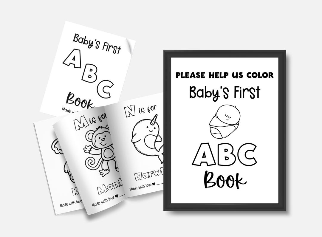 Babys First ABC Book, Baby Shower ABC Coloring Book, Printable ...