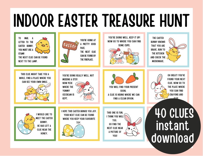 Easter Scavenger Hunt Easter Treasure Hunt Indoor Easter - Etsy