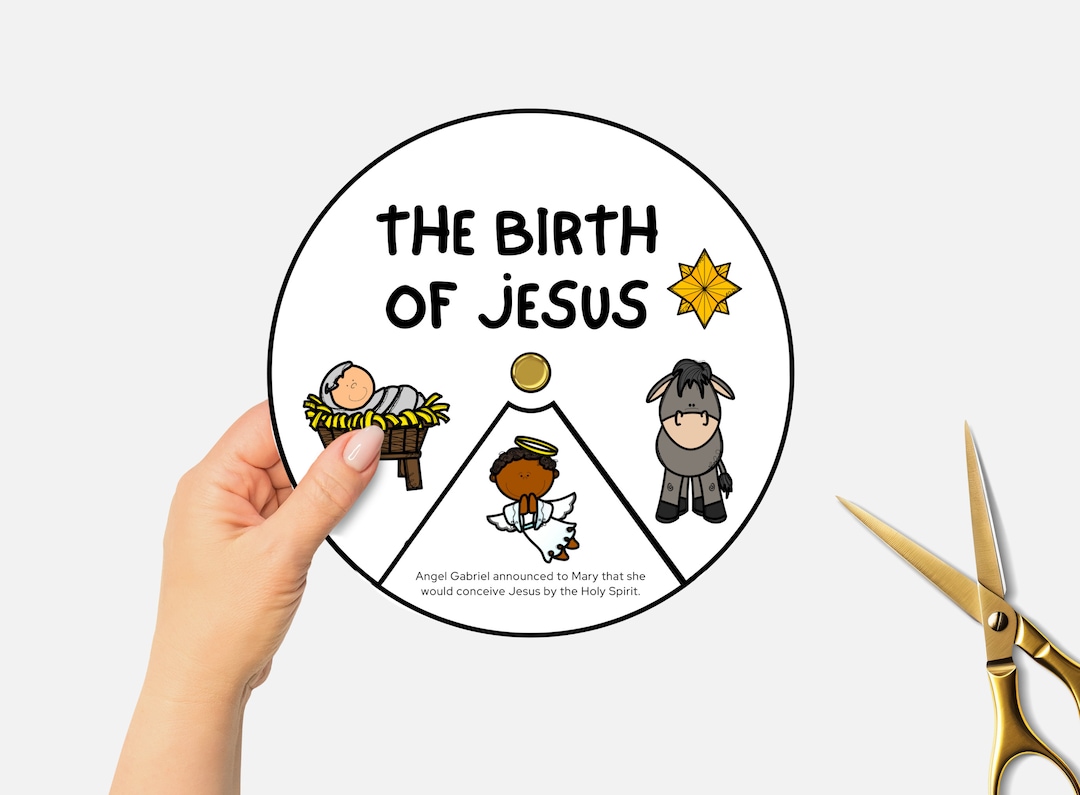 The Birth of Jesus, Printable Christmas Nativity Coloring Wheel, Baby ...