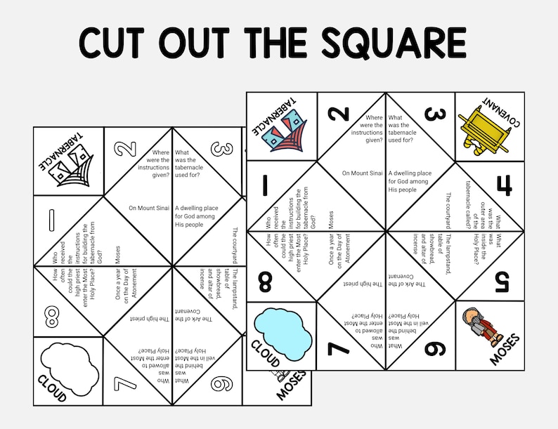 The Tabernacle, Bible Cootie Catcher Printable, Sunday School Craft ...