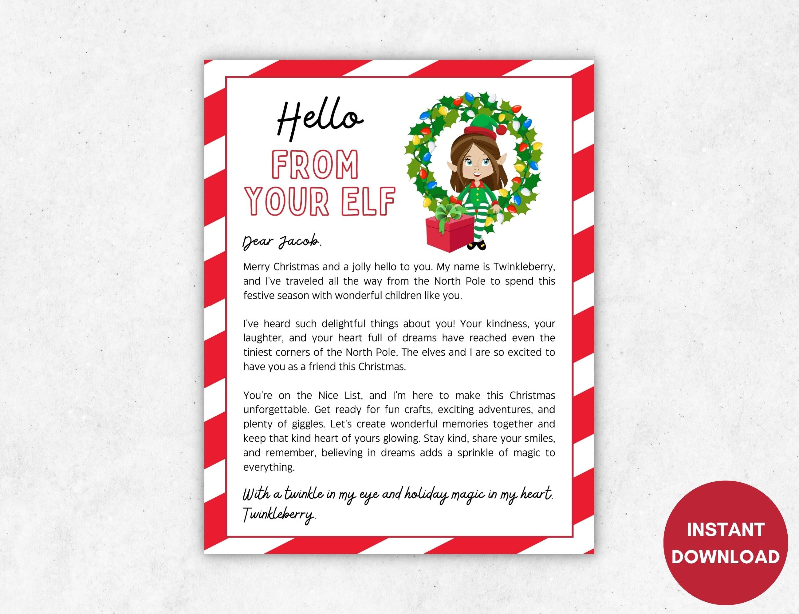 Editable Elf Letter, Elf Arrival Letter, Hello From Your Elf, Letter ...