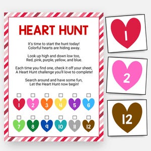 Valentines Scavenger Hunt, Hearts Hunt, Valentines Day Games, Treasure ...