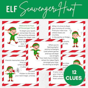 Elf Scavenger Hunt, Printable Indoor Christmas Scavenger Hunt Game, Elf ...
