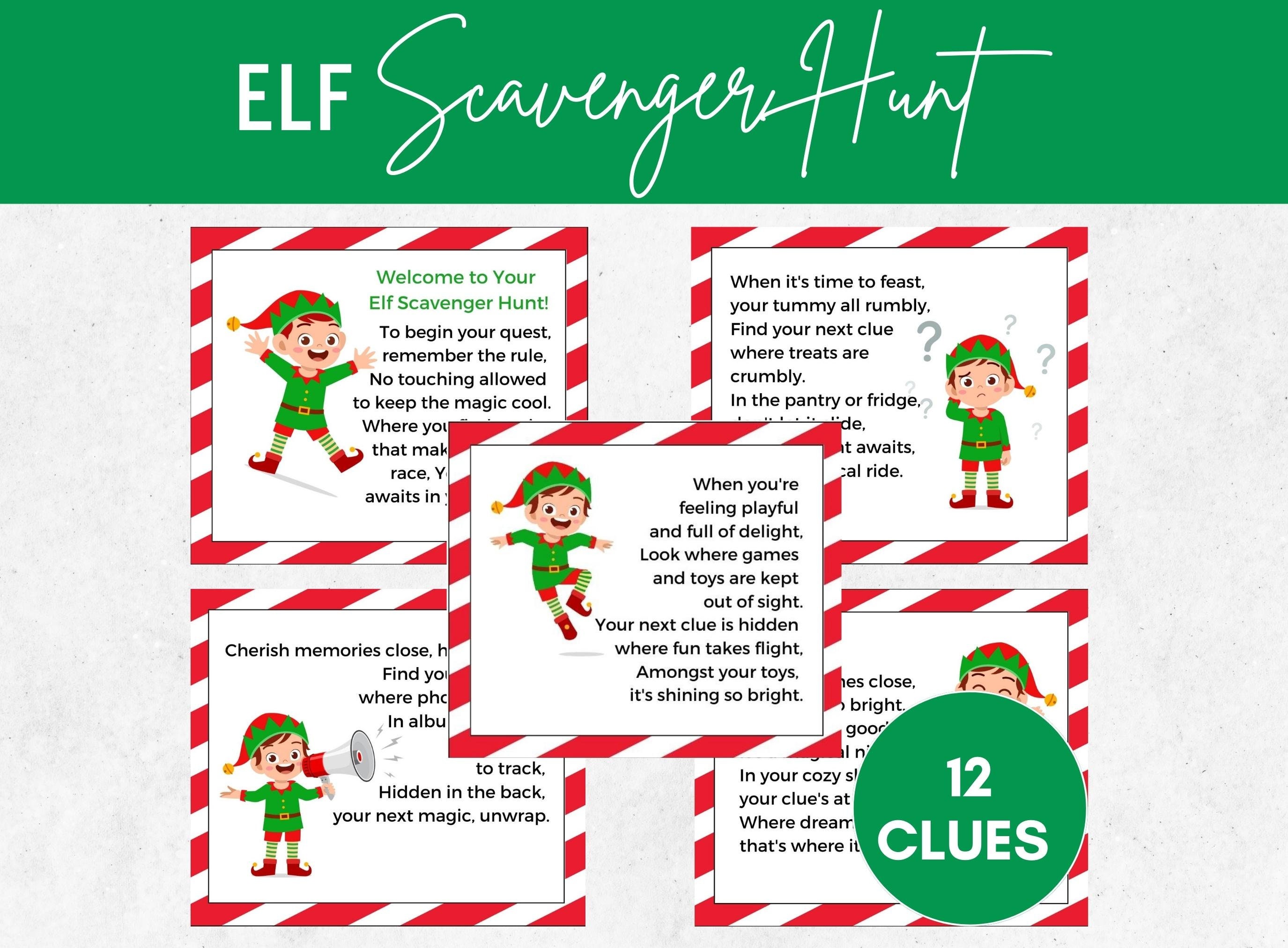 Elf Scavenger Hunt, Printable Indoor Christmas Scavenger Hunt Game, Elf ...