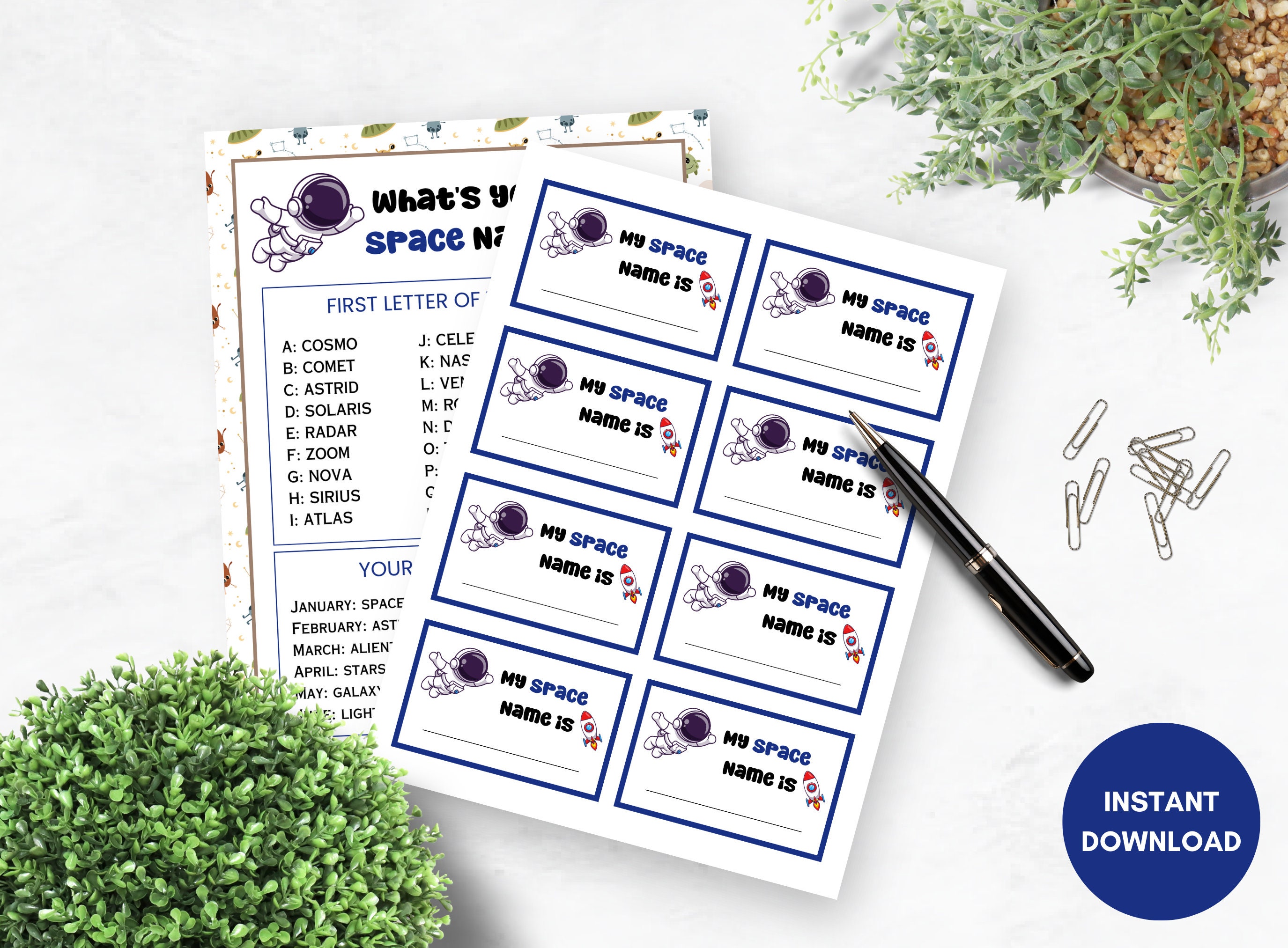 What's Your Space Name, Space Theme Birthday Party Game for Kids and ...