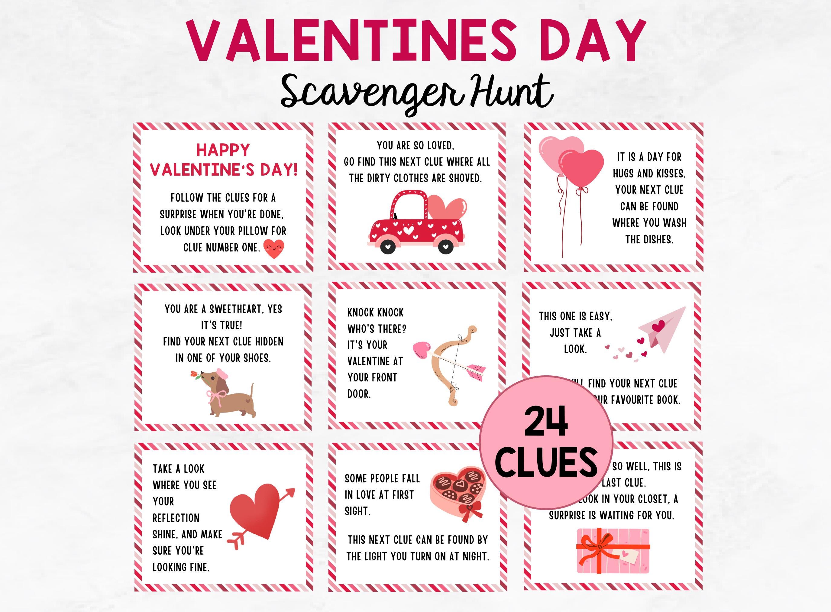 Valentines Scavenger Hunt, Valentines Day Games, Indoor Treasure Hunt ...