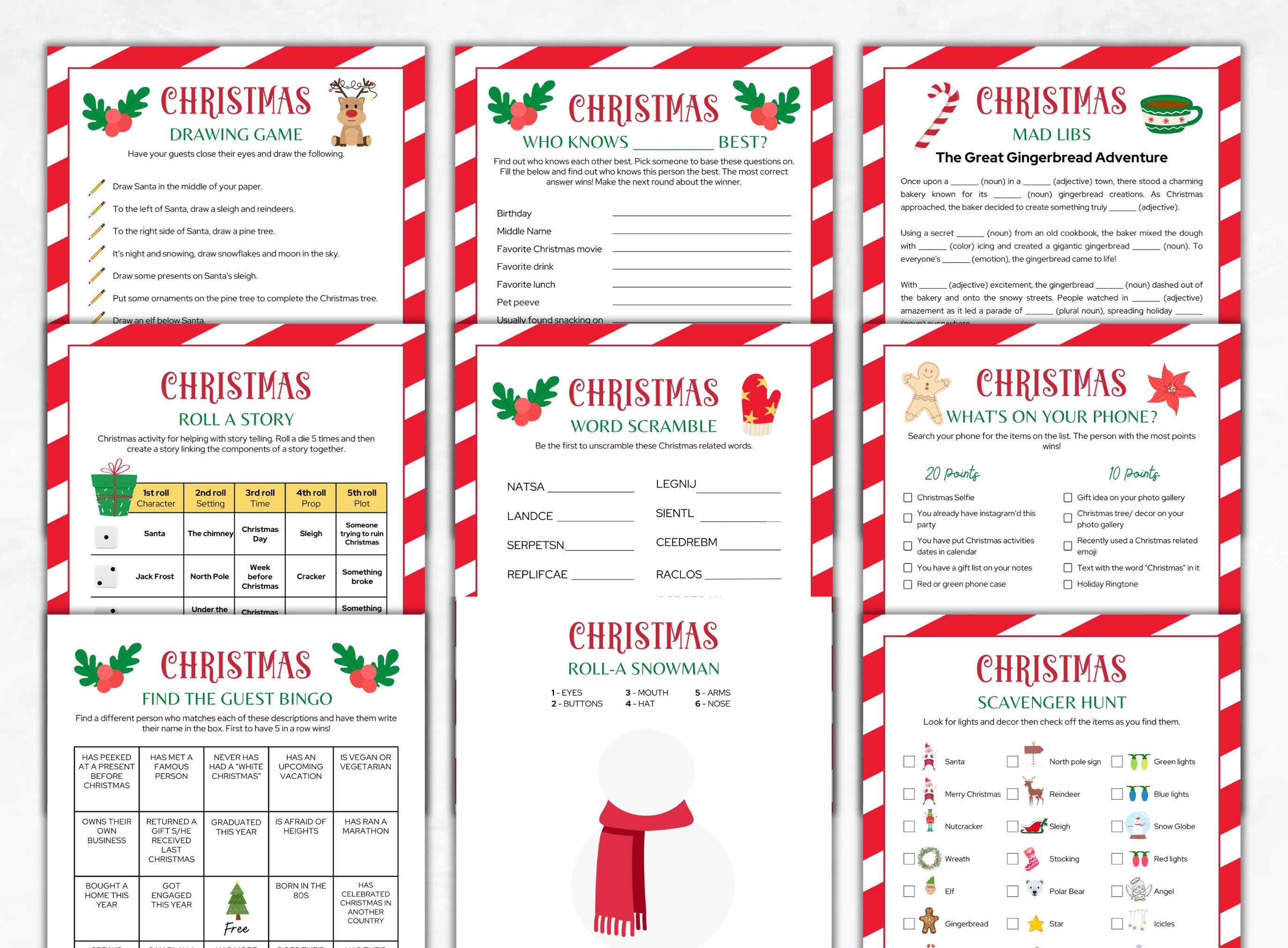 25 Christmas Games Bundle, Printable Holiday Icebreaker Activities for ...
