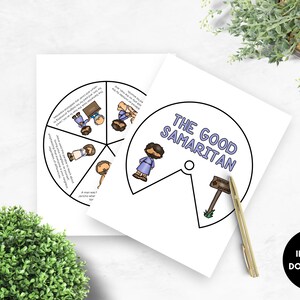 The Good Samaritan, Printable Bible Coloring Wheel, Sunday School Craft ...