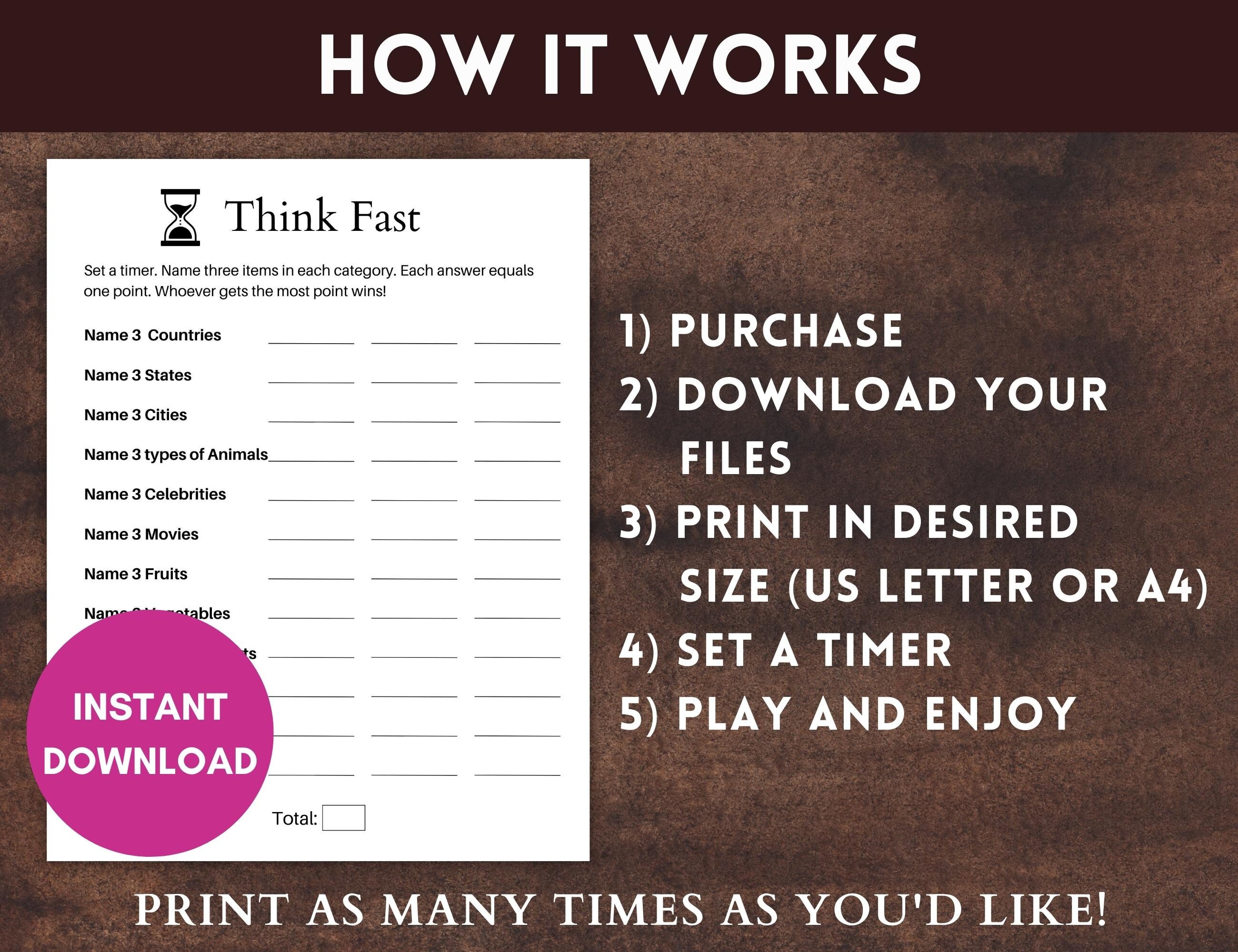 Dementia Think Fast Game, Memory Game, Alzheimers Activities, Dementia ...