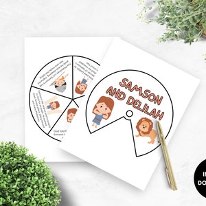 Samson Bible Story, Samson and Delilah, Printable Coloring Wheel ...