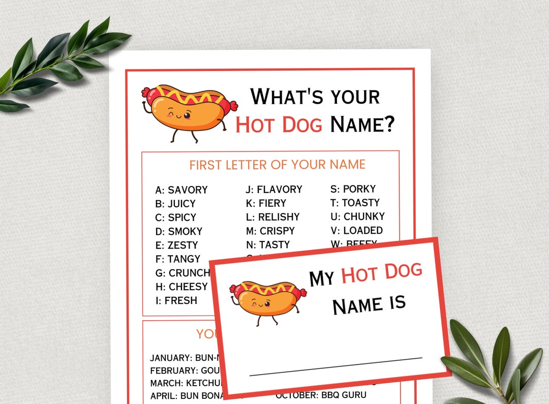 Whats Your Hot Dog Name, Hot Dog Party Game for Kids and Adults ...
