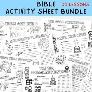 Bible Story Activity Sheets Bundle, Printable Bible Coloring Pages ...