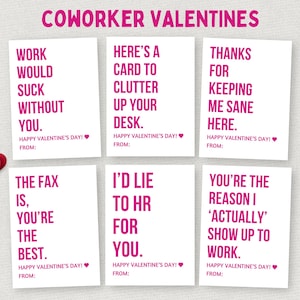 Coworker Valentines, Printable Office Valentine Gift Tags, Snarky ...