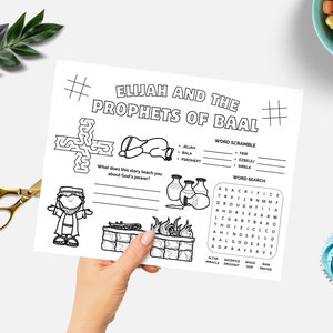 Elijah and the Prophets of Baal, Printable Bible Activity Placemat ...