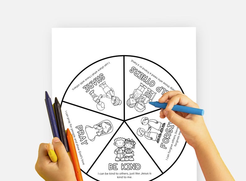 Love Like Jesus, Printable Bible Coloring Wheel, Sunday School Craft ...