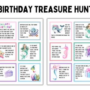 Mermaid Birthday Scavenger Hunt for Kids, Indoor Treasure Hunt Clues ...