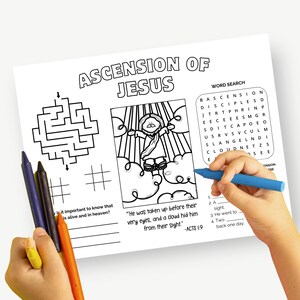 Ascension of Jesus, Printable Bible Lesson Activity Placemat, Sunday ...