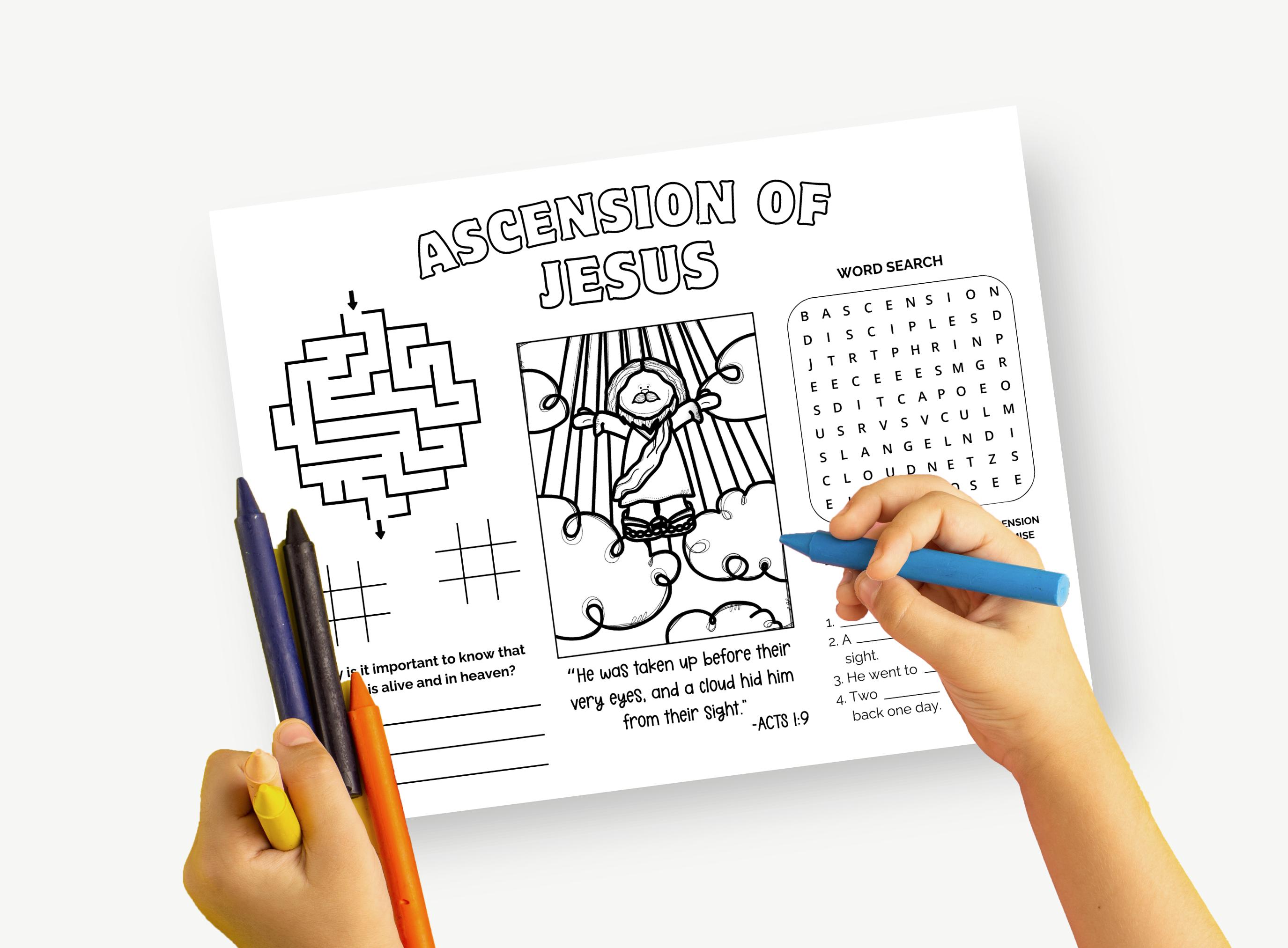 Ascension of Jesus, Printable Bible Lesson Activity Placemat, Sunday ...