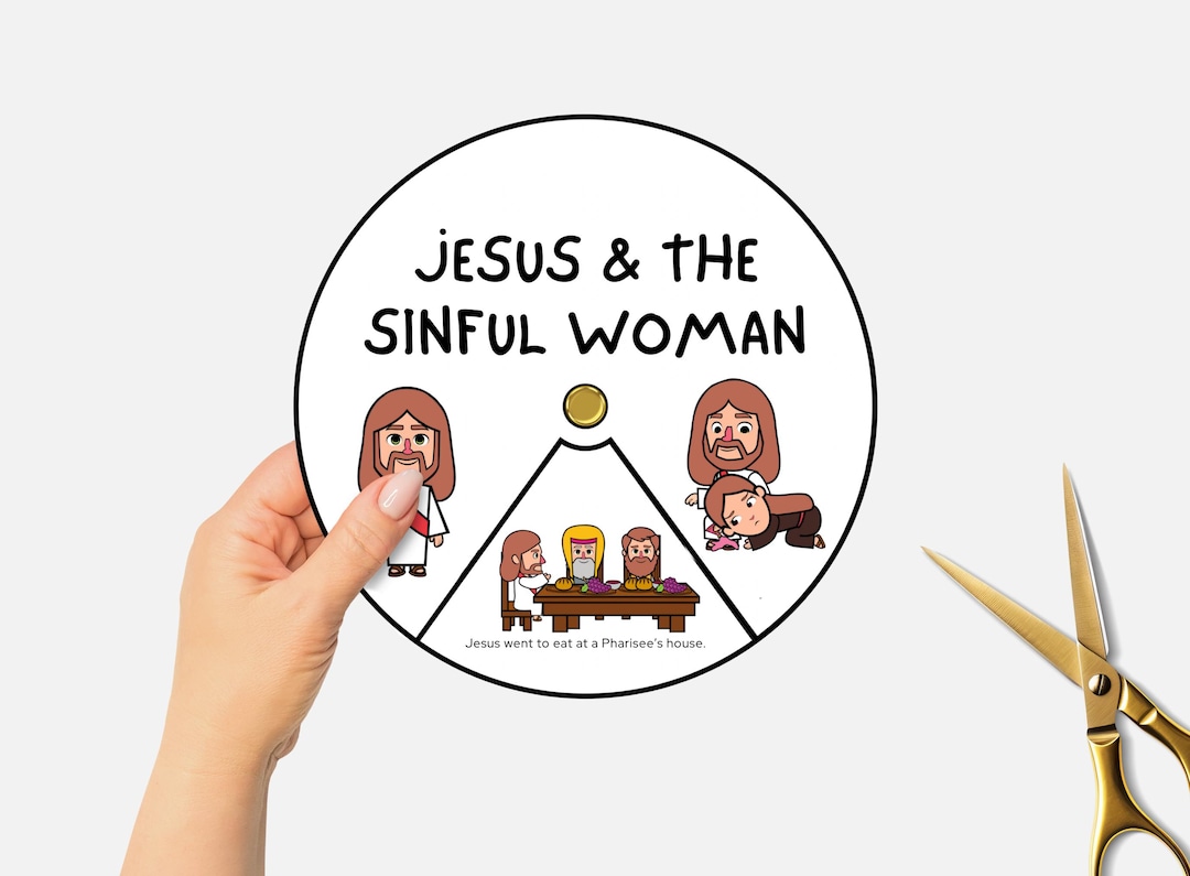 Jesus and the Sinful Woman, Printable Bible Coloring Wheel, Sunday ...