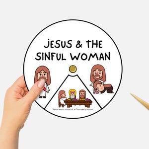 Jesus and the Sinful Woman, Printable Bible Coloring Wheel, Sunday ...