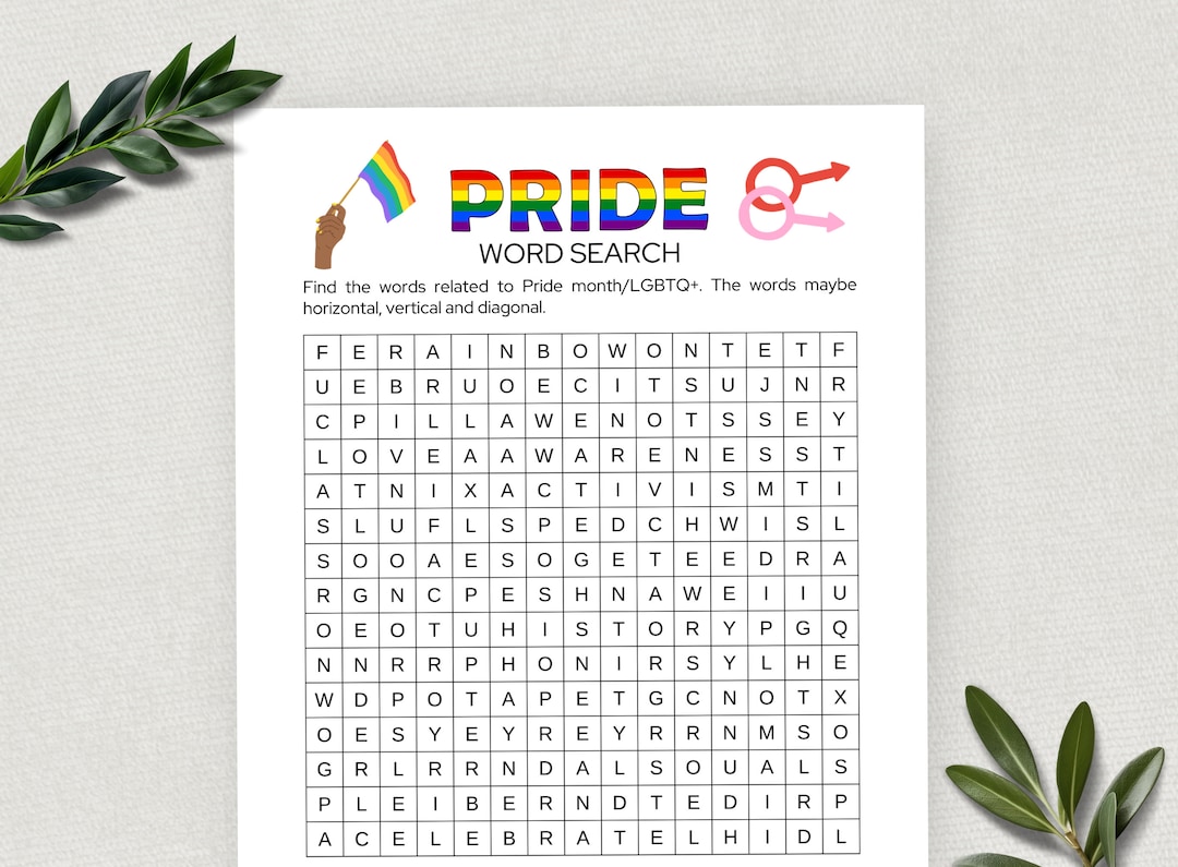 Printable Pride Word Search, Pride Month Party Games, LGBTQ+ Word ...