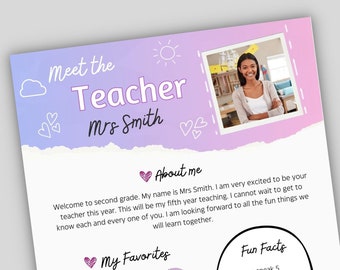 Meet the Teacher Template, Editable Teacher Printable, Doodle Meet the ...