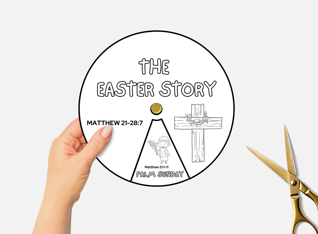 Easter Story Craft, Printable Bible Story Coloring Wheel, Holy Week ...