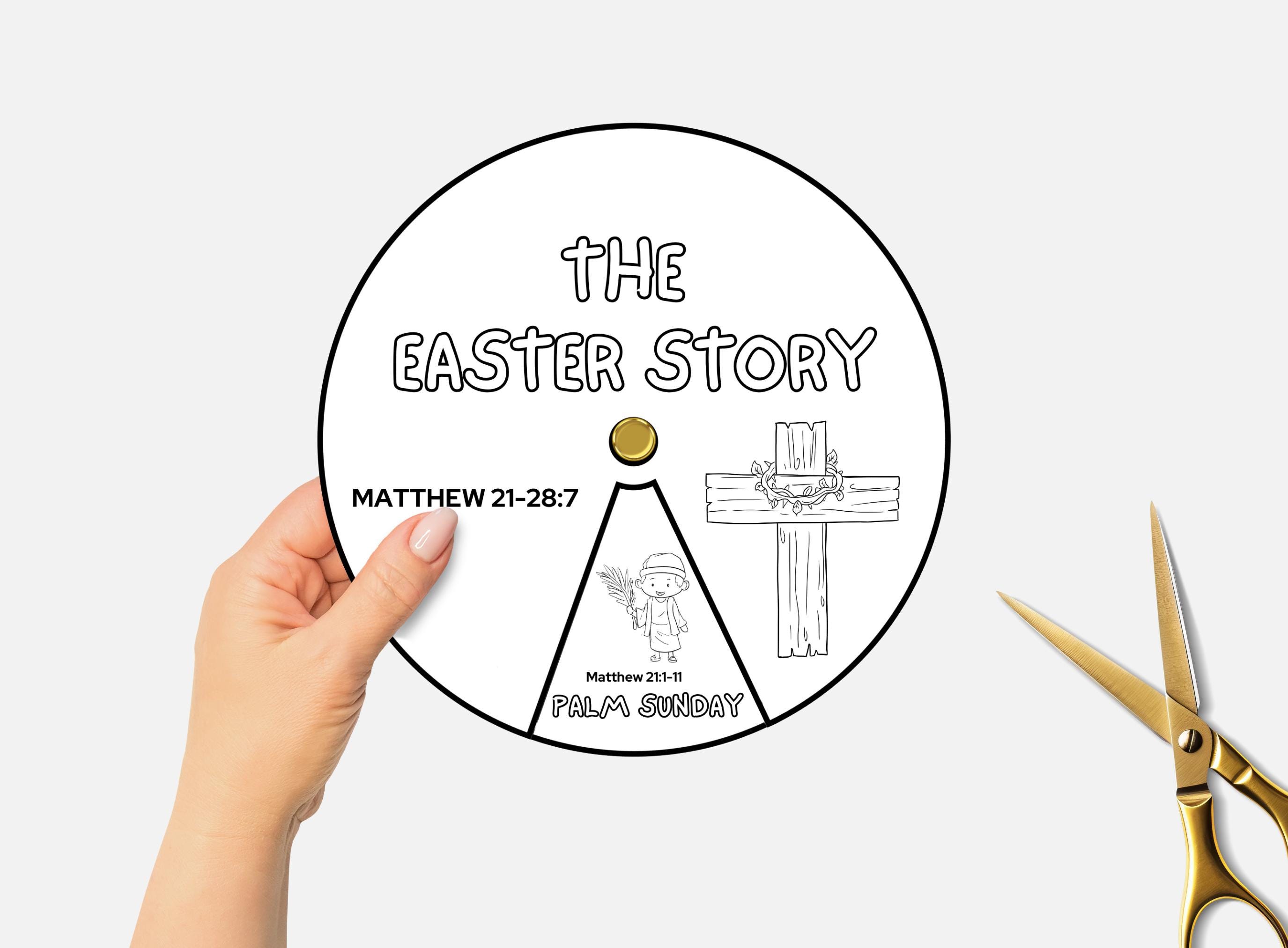 Easter Story Craft, Printable Bible Story Coloring Wheel, Holy Week ...