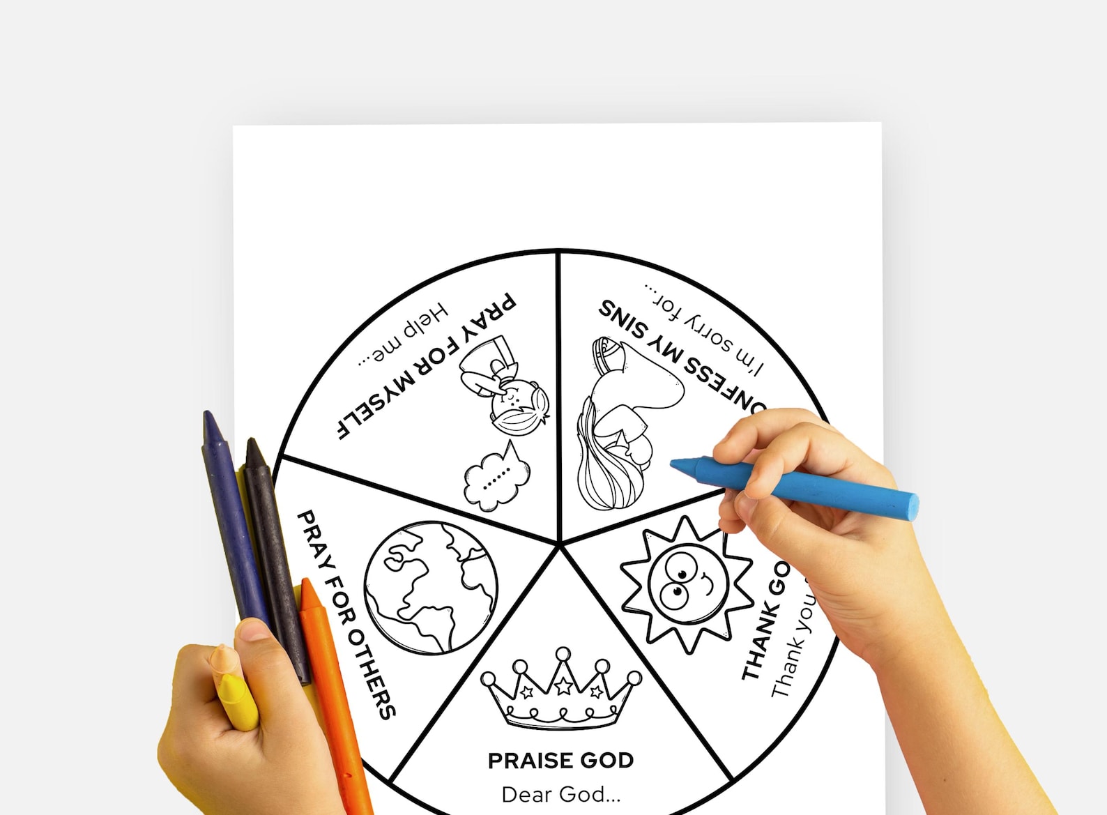 How to Pray Craft, Printable Prayer Bible Lesson Coloring Wheel, ACTS ...