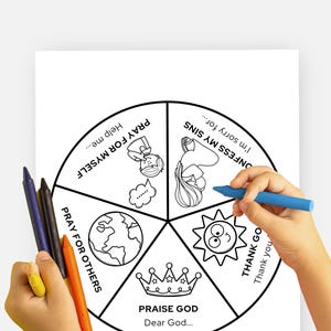 How to Pray Craft, Printable Prayer Bible Lesson Coloring Wheel, ACTS ...