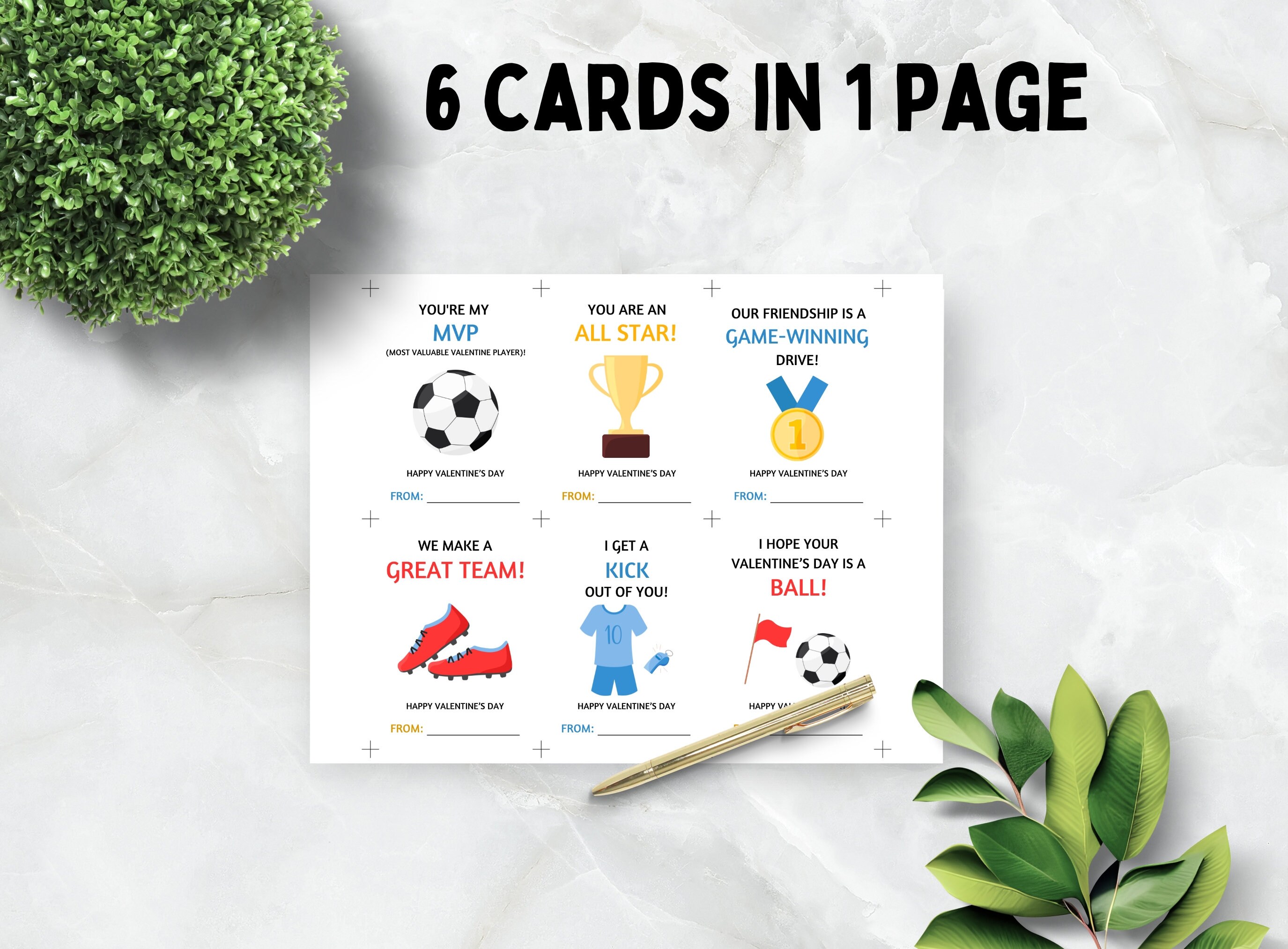 Printable Soccer Valentines, Fun School Valentine Gift Tags, Kids ...