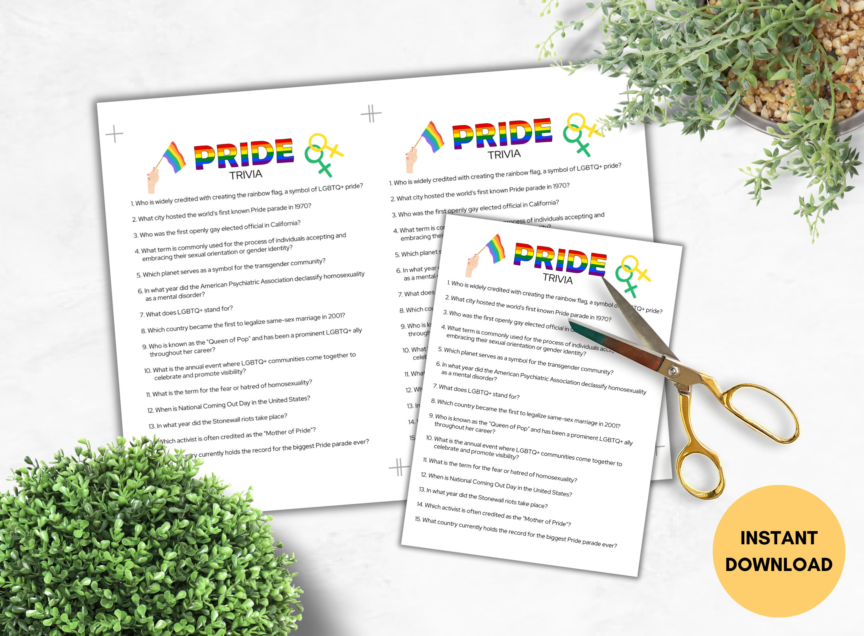 Printable Pride Trivia, Pride Month Party Games, LGBTQ+ Trivia ...