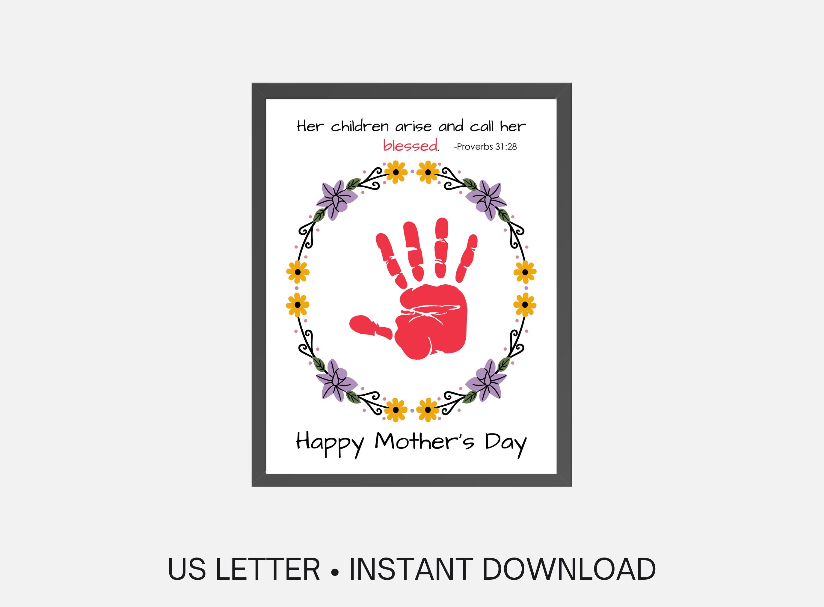 Mothers Day Handprint Craft, Printable Christian Bible Verse Handprint ...
