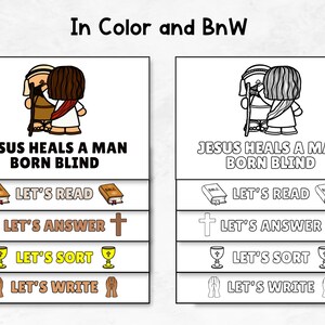 Jesus Heals a Man Born Blind, Printable Bible Flipbook, Miracles of ...