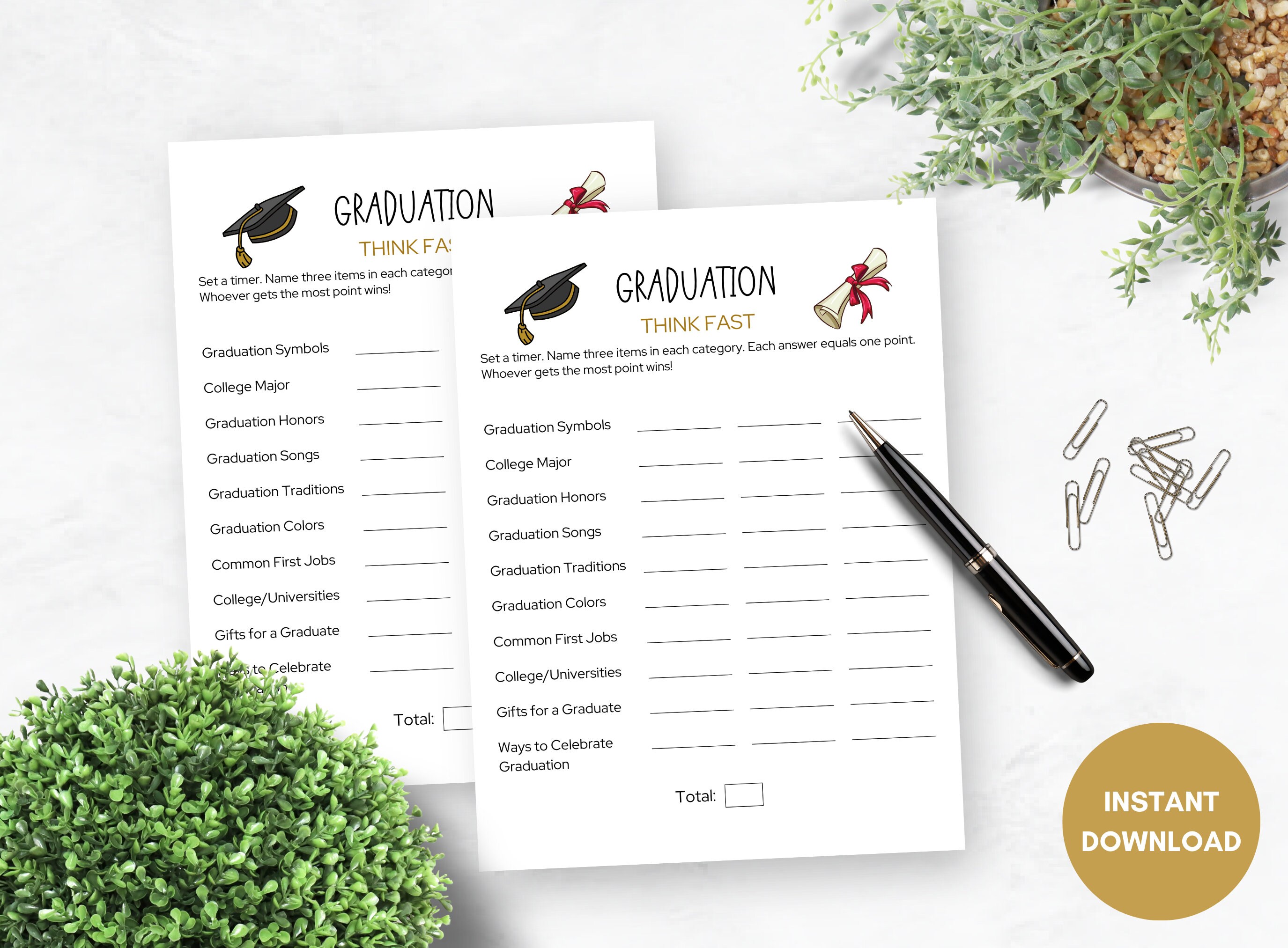 Graduation Think Fast Game, Printable Graduation Party Game, Fun High ...