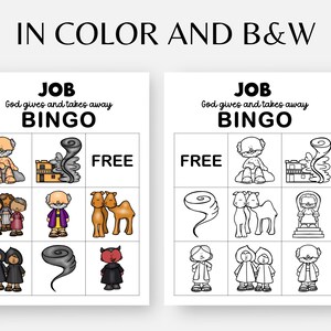 The Story of Job Bible Lesson Bingo Cards, Printable Sunday School ...